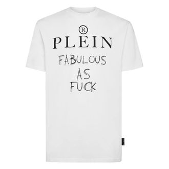 Philipp Plein Homme, Tops, Blanc, Taille: 2XL T-shirt Col Rond MC