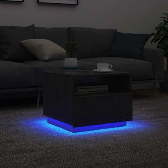 vidaXL Vidaxl - Couchtisch mit LED-Leuchten Schwarz Eichen-Optik 50x49x40 cm