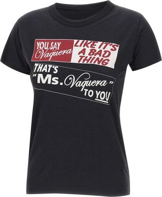 Vaquera Femme, Tops, Noir, Taille: 40 FR T-shirt &agrave; col rond avec imprim&eacute; graphique