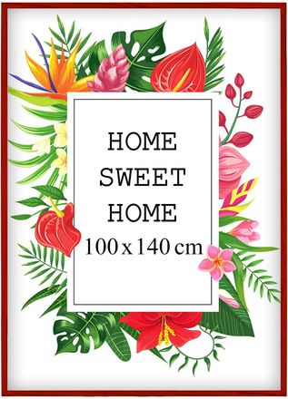 MG Design Rot Bilderrahmen 100 x 140 cm - Aus echtem Holz mit Acrylglas, zum Aufh&auml;ngen & Aufstellen, f&uuml;r Fotos, Poster & Puzzle