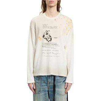 Ann Demeulemeester Emil Relax Fit Langarm Boxy T-Shirt - - Tops - Herren - Beige - 2XL