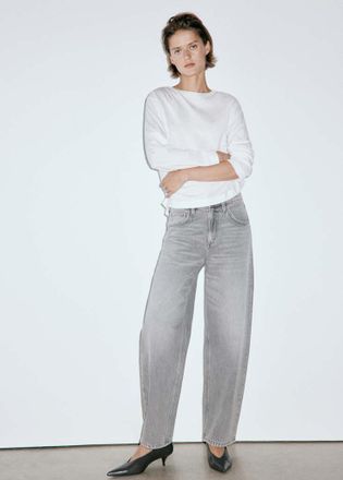 Mango Jean balloon taille haute gris denim - Femme - 32 - MANGO