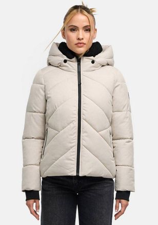 Marikoo Winterjacke Shinamii Kurze Steppjacke mit Kapuze und diagonalem Steppmuster