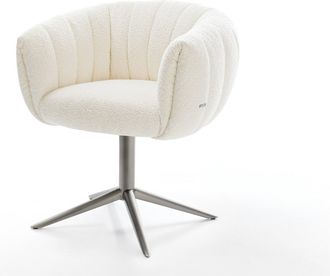 DELIFE Drehstuhl Jada-Flex Boucl&eacute; Wei&szlig; Fu&szlig;kreuz Graphit 360&deg; drehbar Wippfunktion Taschenfederkern, Esszimmerst&uuml;hle