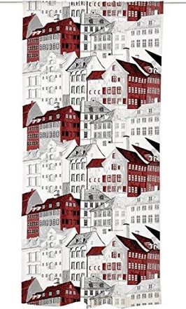 Vallila Kobenhavn Classic, Stadt, Szene Muster, Vorhang 140x250cm, Rot, 61% Polyester, 39% Baumwolle, 250 x 140 cm