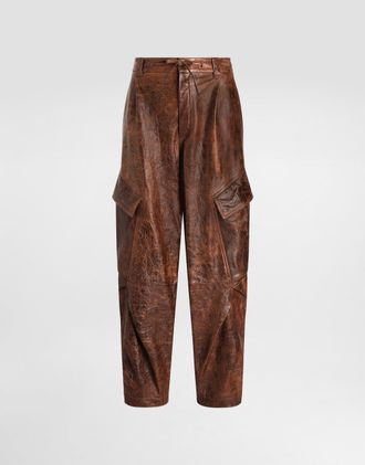 Dolce & Gabbana Lambskin Trousers - Mann Hosen Und Shorts Braun 46