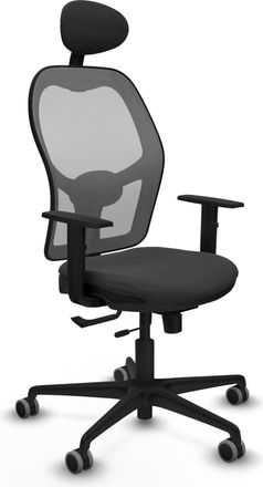 Piqueras y Crespo Grauer B&uuml;rostuhl mit 1D-Armen, h&ouml;henverstellbarer Lendenwirbelst&uuml;tze und festem Kopfteil, ausgestattet mit Syncro/Traslack und injiziertem Schaumstoff