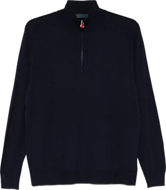 Kiton zip-up mock-neck sweater - Blau