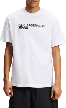 Karl Lagerfeld Karl Lagerfeld Jeans, Herren, Regular Kurzarm Essential Logo T-Shirt, Normale Passform, Weiss, XXL
