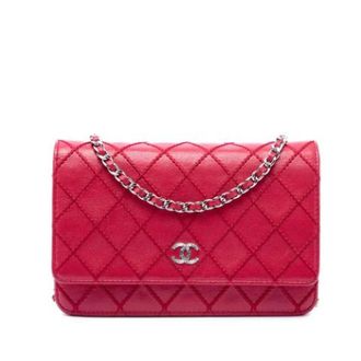 Chanel Portefeuille-sac &agrave; cha&icirc;ne Pre-owned - Femme - Pre-owned - Rouge - Taille: ONE Size