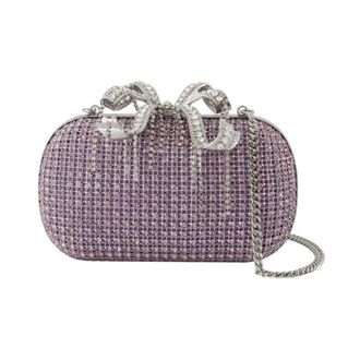 Self Portrait Femme, Sacs, Violet, Taille: ONE Size Sac &agrave; main en cotte de mailles violet avec strass