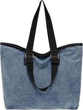 Generic Sac fourre-tout tendance en toile denim pour femme - Grande capacit&eacute; - R&eacute;tro - Sac &agrave; main d&eacute;contract&eacute; et l&eacute;ger pour le travail et les voyages, bleu, 5