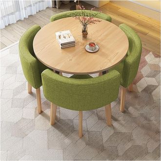 Generic Esstisch mit 4 St&uuml;hlen, modernes rundes Tisch-St&uuml;hle-Set, Balkon-Wohnzimmer-Esstisch, wasserdicht und Anti-Macchia, for kleine R&auml;ume(7)