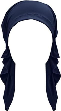 Generic Chapeau ethnique pr&eacute;-nou&eacute; tress&eacute; couverture enveloppante turban chapeau chapeau brune bandeau, bleu marine, Taille unique