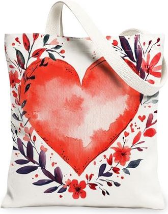 Generic Sacs fourre-tout r&eacute;utilisables en toile pour la Saint-Valentin, motif floral, sacs d&eacute;picerie, l&eacute;gers et lavables pour le shopping, les voyages, les pi