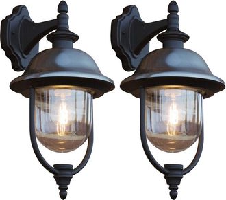 Konstsmide 2er-Set h&auml;ngende Wandleuchten parma, Edelstahl Lampendach, E27, IP43