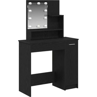 vidaXL Table de Toilette avec tiroir Ch&ecirc;ne noir 86.5 x 35 x 136 cm Vidaxl