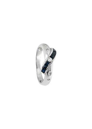 Bespoke 18ct white gold, diamond and sapphire dress ring 51.5EU