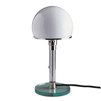 Tecnolumen Wagenfeld-Tischleuchte mit Metallschaft in der Farbe wei&szlig;, aus Metall und Glas hergestellt, Gr&ouml;&szlig;e: 36x18cm, WG24