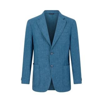 Brooks Brothers Herringbone Linen Blazer - - Jackets - Herren - Blau - L