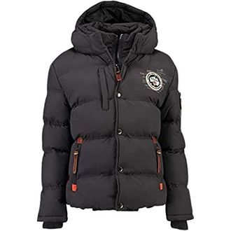Geographical Norway VERVEINE BELL Men - Veste homme hiver - Doudoune/Blouson sportswear coupe-vent - Parka/Manteau avec capuche - Vetement manches Longues (M, Dark Grey)