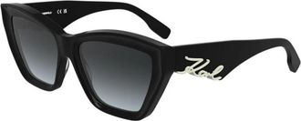 Karl Lagerfeld Femme, Accessoires, Noir, Taille: 55 MM Cut-out Signature Lunettes de soleil