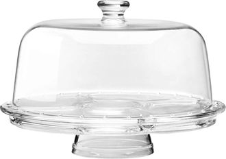 Borgonovo Palladio-Etagere mit Kuppel aus Glas 6-in-1, transparent