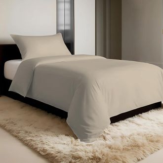 Pizuna 600 Fadenzahl aus Baumwolle Bettw&auml;sche Einfach Taupe, 100% Langstaple Baumwolle Bettbezug und Kissenbezug, 100% Baumwolle Mako Satin 2-Teilig Bettw&auml;sc