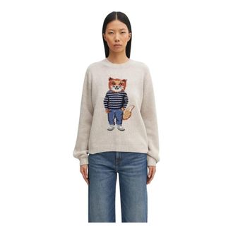 Maison Kitsun&eacute; Pullover mit Fuchsmotiv - - Knitwear - Damen - Beige - XS