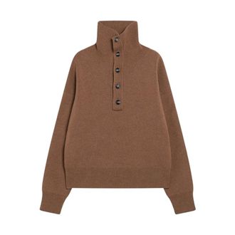 Ami Pull &agrave; col haut boutonn&eacute; - Femme - Pulls - Brun - Taille: 40 FR