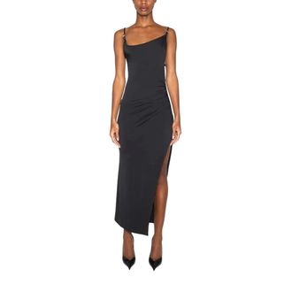 MUGLER Asymmetrisches langes Kleid - - Dresses - Damen - Schwarzk - XS