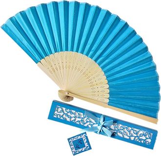 Lazzboy Hochzeitsgeschenkbox Geschenk Fan Tray Karton Seidenfächer Blütenkirsche Muster Spitze Bambus Faltbar Handfächer Für Den Sommer Anlässen, Gartenfeste,