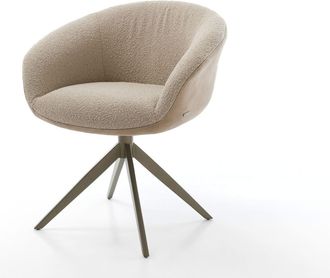 DELIFE Drehstuhl Vinka-Flex mit Armlehnen Materialmix Schlamm Kreuzgestell breit Effektfinish Titan 360° drehbar Wippfunktion Taschenfederkern, Esszimmerstüh