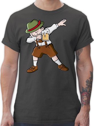 Shirtracer T-Shirt Herren - Kompatibel mit Oktoberfest - Dabbing Bayern Lederhosen - XXL - Dunkelgrau - Trachten Tshirt bayrische Trachtenmode t Shirt Octoberfes