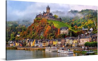 Picanova Premium Leinwanddruck - Leinwandbild Reichsburg Cochem Mosel 100x50cm - Kunstdruck Auf 2cm Holz-Keilrahmen F&uuml;r Schlaf- Und Wohnzimmer - Kollektion Deu