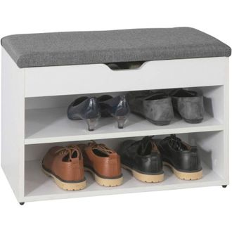 SoBuy Sobuy - FSR25-HG Banc de Rangement &agrave; chaussures 2 &eacute;tages avec Grise coussin
