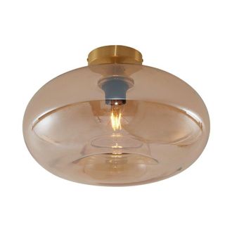 QAZQA Art-Deco-Deckenleuchte Messing mit Bernsteinglas 40cm - Busa