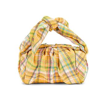 Rejina Pyo Yellow Nane Knotted Plaid Barrel Bag