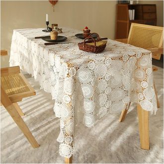 Generic Rechteckige Tischdecke mit Floralem Spitzenmuster, Romantische Franz&ouml;sische H&auml;keltischdecke, f&uuml;r K&uuml;che, Esszimmer, Kaffeetisch, Kommodendekoration(130