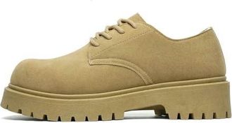 Generic QXDZSW Bottes de travail rétro à lacets en daim pour homme Semelle épaisse respirante Chaussures décontractées industrielles basses, kaki, 38 2/3 EU