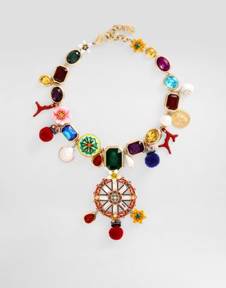 Dolce & Gabbana Halskette Mit Carretto-rad-motiv - Frau Bijoux Mehrfarbig Metall Pz