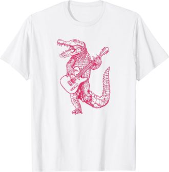 Seembo Alligator spielt Gitarre Krokodil Gitarristen Rockmusiker T-Shirt