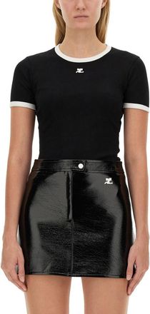 Courr&egrave;ges Logo Cotton T-Shirt - Black