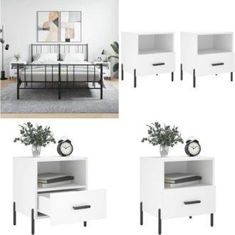vidaXL Nachttische 2 Stk. Wei&szlig; 40x35x47,5 cm Holzwerkstoff - Nachtschr&auml;nke - Wohnzimmer M&ouml;bel - Holznachtschr&auml;nkchen - Wei&szlig;er Nachttisch - Kommode - Home &
