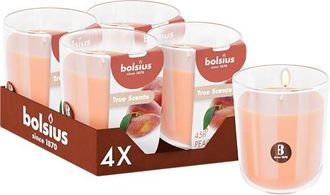 Bolsius Bolsius - True Scents - Pfirsich - Orange - Set mit 4 Duftkerzen - 9,7 x 8,5 cm - Brenndauer: 45 Stunden - Mit nat&uuml;rlichen Extrakten - Nat&uuml;rliches Pfl