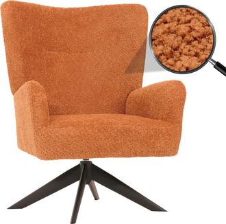 Mendler Lounge-Sessel HWC-N65, Cocktailsessel Polstersessel Relaxsessel, drehbar, Stoff/Textil Chenille Metall - Terracotta