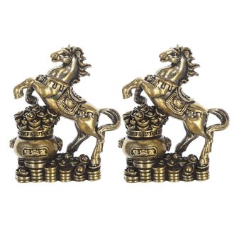 Cabilock Messing Tierkreis Pferdeskulptur 2 St&uuml;ck Feng Shui Gl&uuml;cksbringer Tischdekoration Chinesisches Neujahr