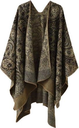 Generic Poncho Femme Hiver Chaud Chale Femme Hiver Chaud Cape Femme Effet enveloppant Ch&acirc;le Imprim&eacute; Doux Cardigan Double &Eacute;paisseur Tr&egrave;s