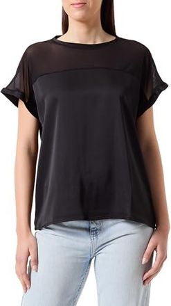 Vila Vila Viellette Haut en Maille S/S à col Rond-Noos Blouse, Noir, 36 Femmes