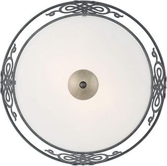 Eglo Deckenlampe Mestre, Vintage Deckenleuchte, Retro Wohnzimmerlampe aus Metall, gekalktem Glas, Schlafzimmerlampe in Rostbraun, Goldfarben, Beige, Flurla